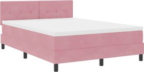 Postel s boxspringem s čelo Růžová 140 x 190 cm samet 3339175
