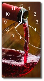 Skleněné hodiny vertikální Láhev červeného vína