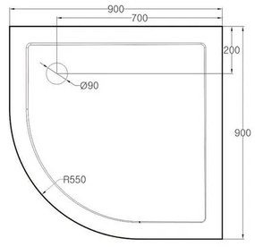 EBS FLAT Vanička 90 cm čtvrtkruh, včetně sifonu