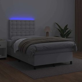 Box spring postel s matrací a LED bílá 120 x 190 cm umělá kůže 3270294
