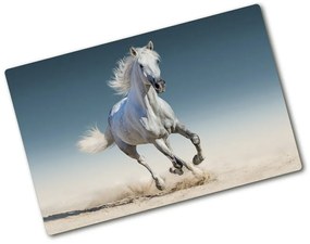 Wallmuralia Kuchyňská deska skleněná Bílý kůň ve cvalu 80x52 cm