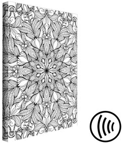 Obraz Zen ve květinové mandale (1-dílný) - černobílý orientální motiv