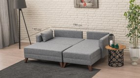 Hanah Home Třímístná pohovka BELLA šedá pravá 205 cm s taburetem 825BLC1504