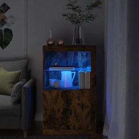 Odkládací skříňka s LED osvětlením kouřový dub kompozitní dřevo - Default Title