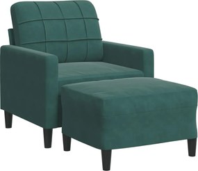 Křeslo s podnožkou tmavě zelené 60 cm samet 3278259