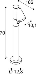 LA 1008014 T-TUBE 70 POLE venkovní volně stojící svítidlo, GU10, jednoduché, senzorové, IP44, max. 10 W, černé - BIG WHITE (SLV)