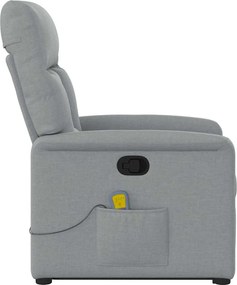Zvedací masážní polohovací křeslo světle šedé textil 3303042