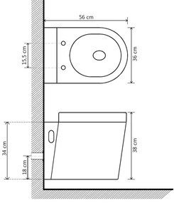vidaXL Marketos Závěsné WC keramické bílé