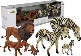 LEAN Toys Sada figurek Afrika – Divoká zvířata – Rodina lvů – Zebry