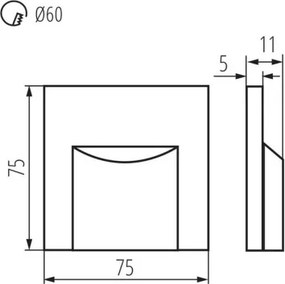 Orientační svítidlo 12V Kanlux ERINUS LED L B-WW 3000K teplá bílá 33332