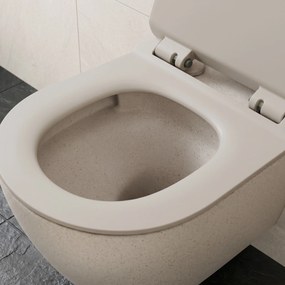 Rea Carlo, závěsná WC mísa + WC sedátko, Tornado technologie, béžová-imitace kamene, REA-C0362