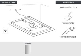 BPS-koupelny Zrcadlo s LED podsvícením po obvodu Nikoletta LED 16 Typ: bez vypínače, Rozměry (cm): 50x80 - (Nikoletta LED 16/50)