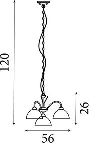 Searchlight 1133-3AB Závěsný tříramenný lustr MILANESE patina, alabastrové sklo