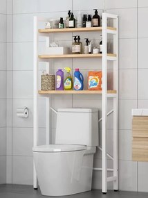 Regál nad WC, dub natural/bílá, BALRAM