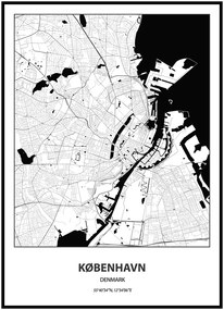 Plakát Mapa města (více variant měst) Rozměr plakátu: 40 x 50 cm, Město: Kobenhavn