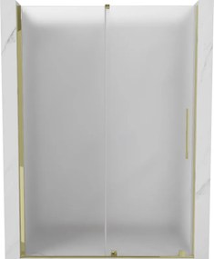 Mexen Velar, posuvné sprchové dveře do otvoru 150 cm, 8mm sklo námraza, zlatá lesklá, 871-150-000-31-50
