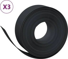 Travní lemy 3 ks černé 10 m 20 cm polyethylen 3155457