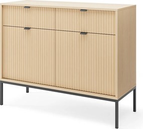 Komoda NOVA dc KSZ104 | s policemi a zásuvkami | 104 cm | dub vicenza/černá