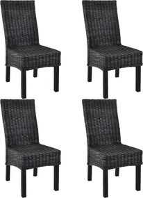 vidaXL Jídelní židle 4 ks ratan kubu a mangovníkové dřevo [275467] Barva: Černá