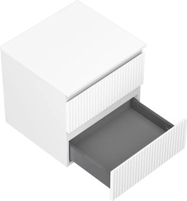 Mexen Rivel, koupelnová skříňka 50 cm s pracovní deskou, 2 zásuvky, drážkovaná, bílá matná, 91A20-05047-2-BFFC01