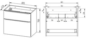 Mereo Mereo, Mailo, koupelnová skříňka 81 cm, černé madlo, Multidecor, CN591SBBET2