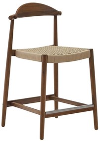 OnaDnes -20% Ořechová dřevěná barová židle Kave Home Nina 62 cm s béžovým výpletem