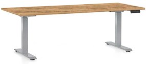 Výškově nastavitelný stůl OfficeTech D, 180 x 80 cm, šedá podnož, dub zlatý