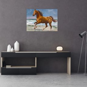 Skleněný obraz koně na pláži (70x50 cm)