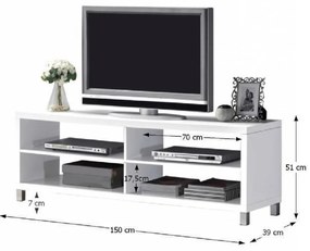 TV stolek TOFI — 150x39x51, DTD, bílá Kondela