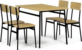 Set jídelní (1+4), MDF dekor divoký dub, černý kov (110 x 70) cm hnědá