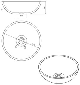 SAPHO ATTILA keramické retro umyvadlo, průměr 43cm, slonová kost DK005