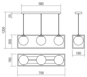 Redo 01-3057 - Lustr na lanku ZODIAC 3xE14/28W/230V
