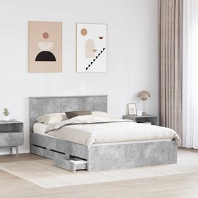 Rám postele s čelo Betonově šedá 135 x 190 cm Inženýrské dřevo 3410717