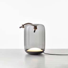 Designová lampička Knot Table Dekor: Kouřové sklo / Černý reflektor