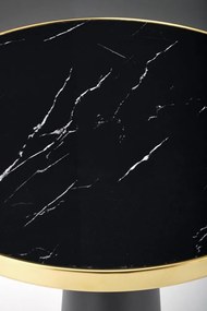 Kulatý jídelní stůl MOLINA — keramika, kov, zlatá / černý mramor Halmar