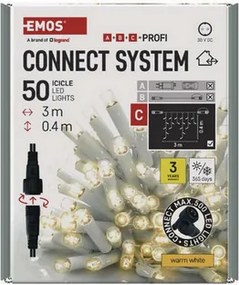 Propojovací vánoční řetěz bez zdroje EMOS Connecting D2CW02 ZY2157 50LED krápníky 3m teplá bílá