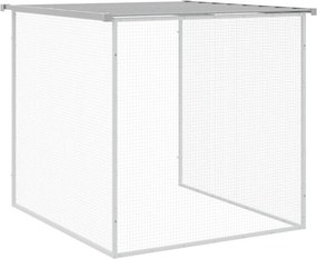 Klec pro kuřata se střechou světle šedá 203 x 98 x 90 cm pozinkovaná ocel 3189054