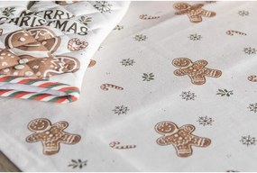 Béžový bavlněný běhoun s perníčky Gingerbread Magic - 50*160 cm
