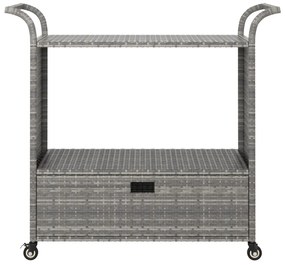vidaXL Barový vozík se zásuvkou šedý 100 x 45 x 97 cm polyratan