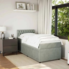 Box spring postel s matrací světle šedá 90x200 cm samet 3289944