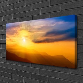 Obraz na plátně Hory Slunce Mraky Krajina 120x60 cm