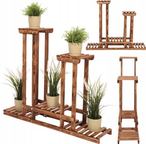 Stojící držák na květináč dřevěný na květiny regál víceúrovňový stojan Pevný