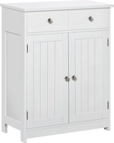 Kleankin Koupelnová Skříňka s Úložným Prostorem, 2 Zásuvky, 2 Dveře a Nastavitelná Polička, Moderní Styl pro Koupelnu a Ložnici, 60x30x75 cm | Aosom