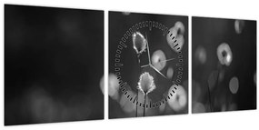 Obraz - Cottongrass na louce (s hodinami) (90x30 cm)