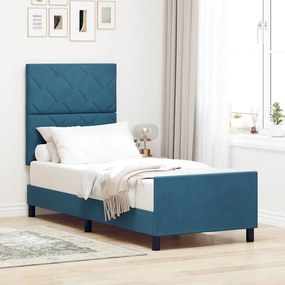 Postel s boxspringem s čelo Tmavě modrá 80 x 200 cm samet 3344973