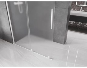 Mexen Velar, sprchová zástěna s posuvnými dveřmi Walk-in 140 x 200 cm, 8mm sklo námraza, bílá matná, 871-140-000-33-20