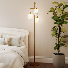 Costway Stojací lampa 173 cm lampa na čtení s 3 E27 zásuvkami a nožním spínačem