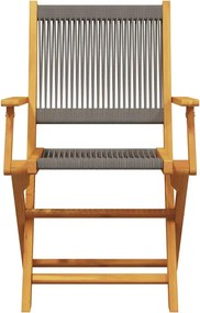 3dílný bistro set šedý polypropylen a masivní dřevo 3281806