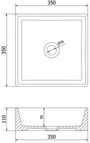 Mexen Goya, umyvadlo na desku 35 x 35 cm, světle šedá matná, 22183561