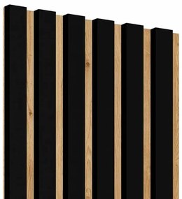 Akustické panely - lamely na dubové desce HDF - Černá lamela na dubové desce